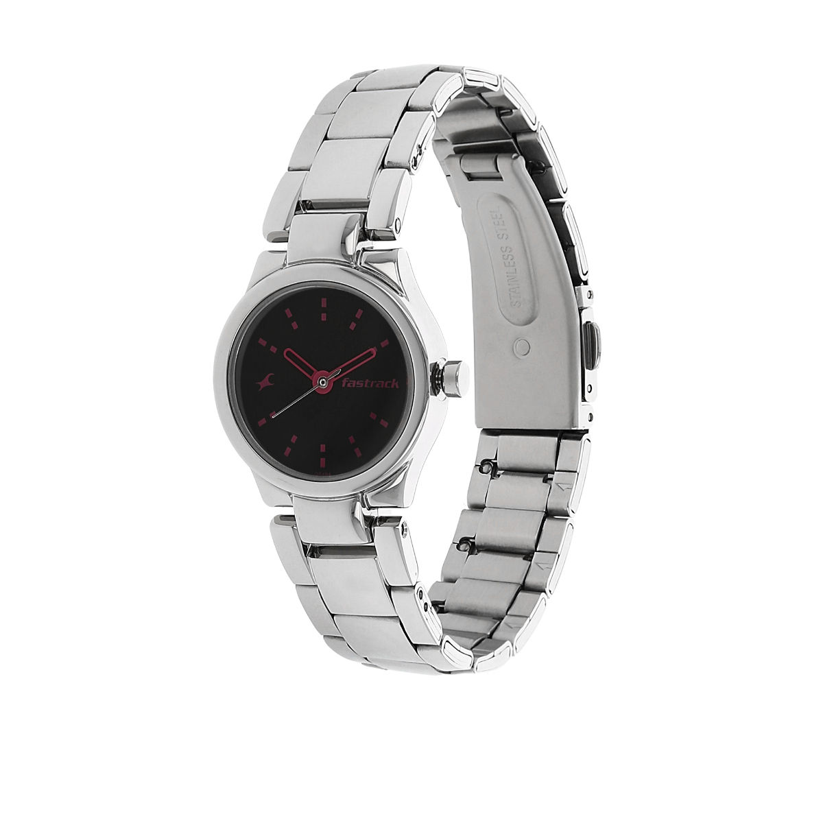 Buy Fastrack Black Dial Silver Metal Strap Watch Online