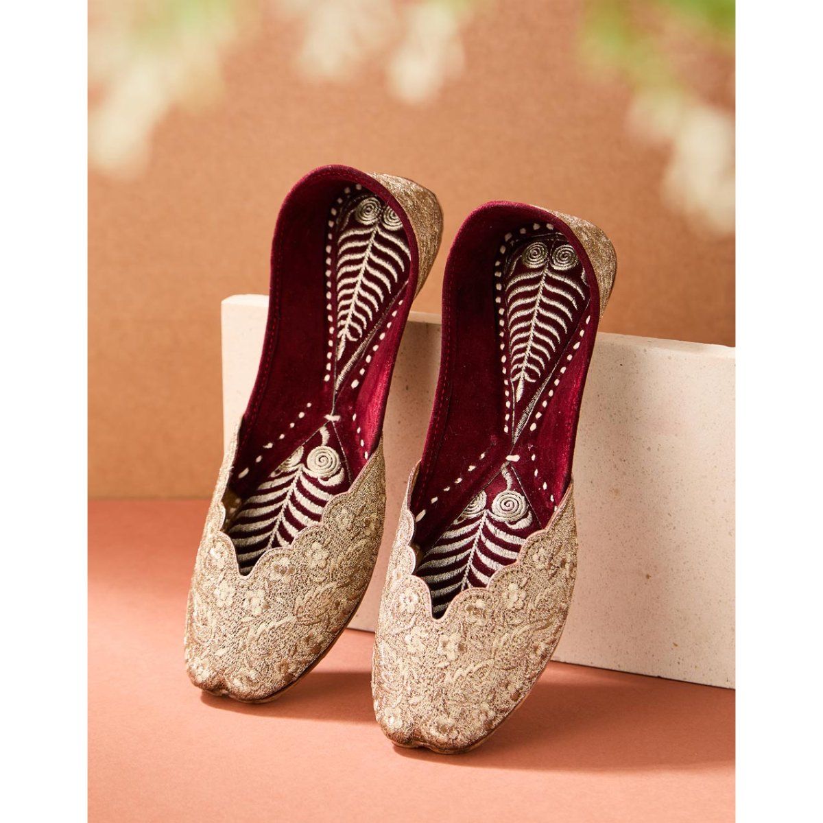 Buy Fabindia Gold Fabric Jutti Online