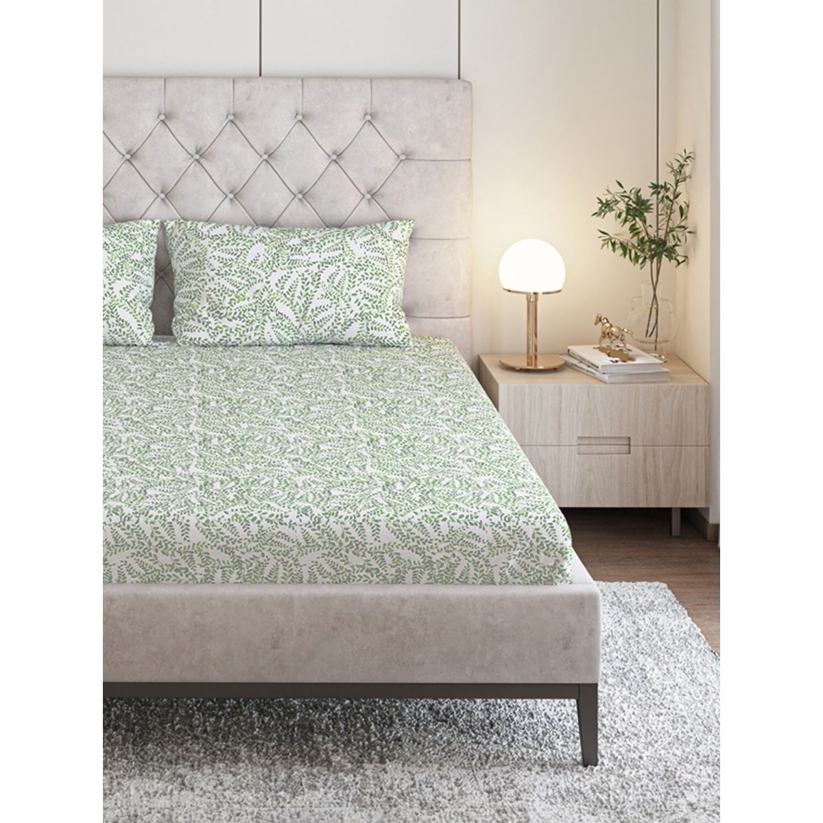 Buy SEEVO Elvira Bedsheet with 2 Pillow Covers - Hazelnut Online