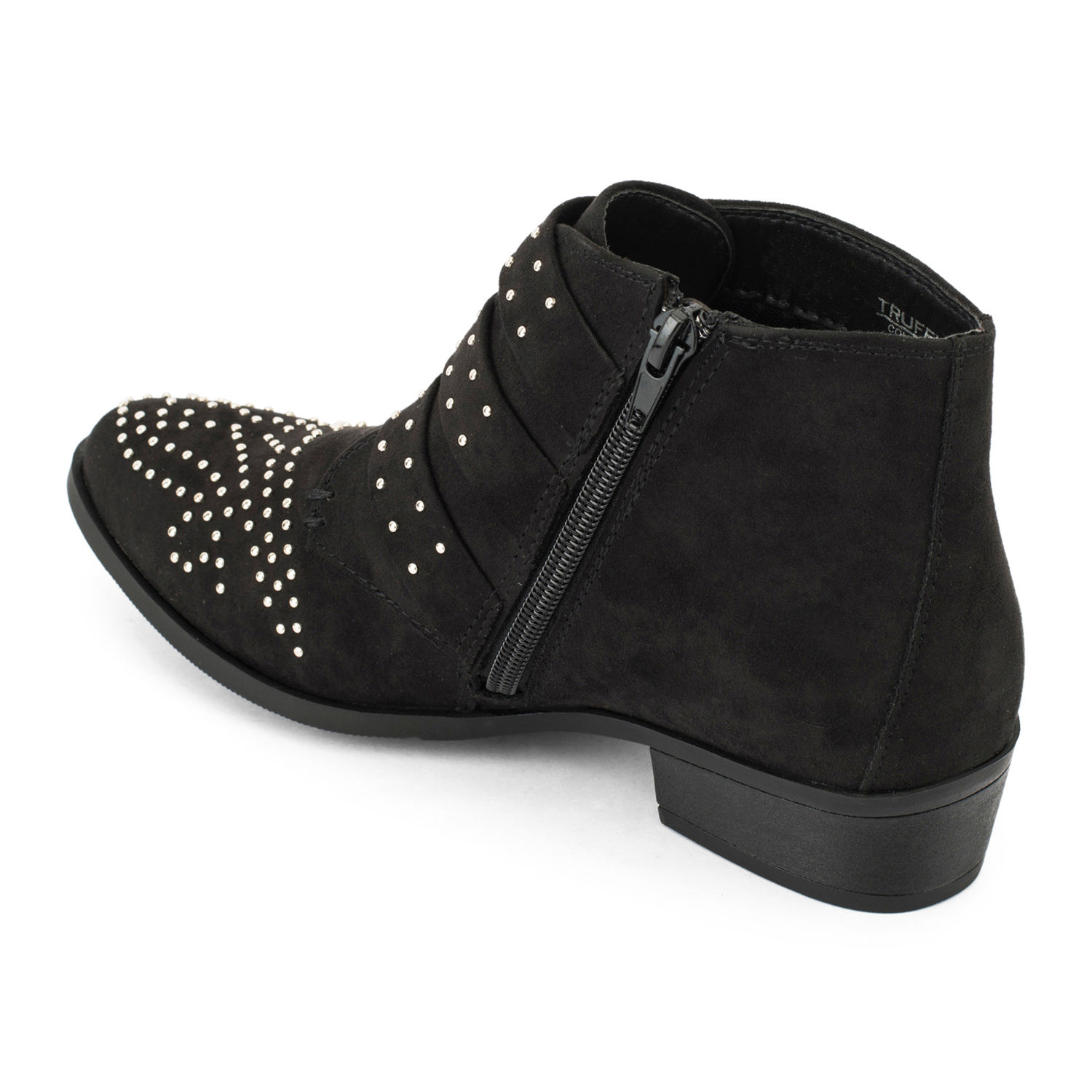 Truffle Collection Black Suede Studded Buckle Ankle Boot: Buy Truffle ...