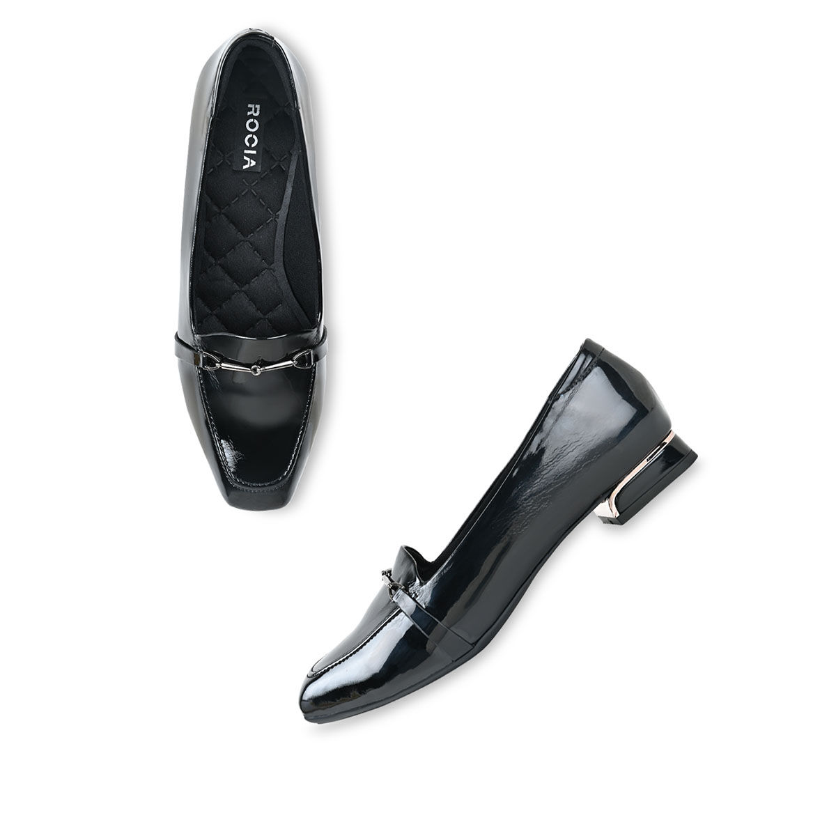 Buy ROCIA Black Women Patent Buckled Casual Shoes Online