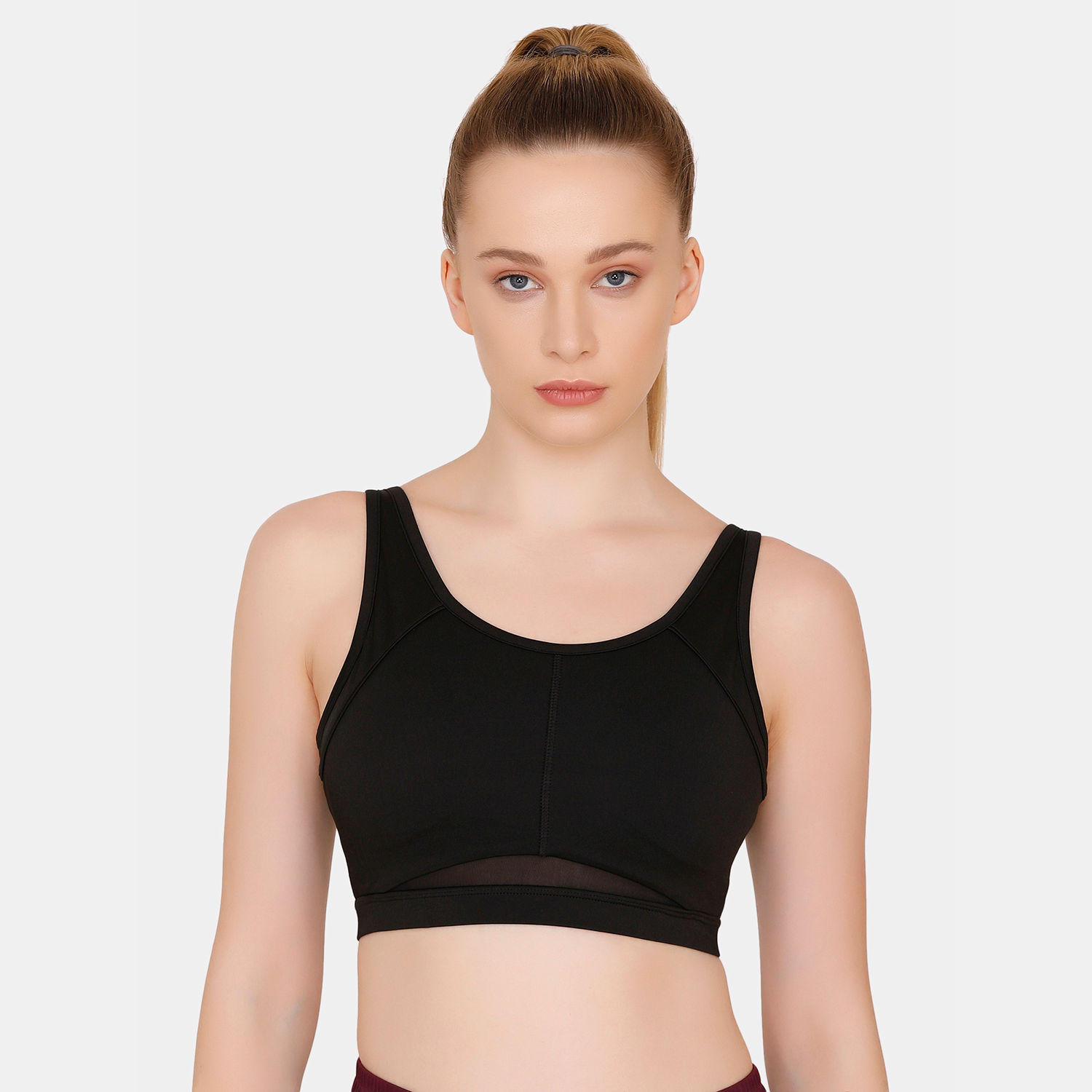 Zivame Zelocity High Impact Sports Bra With Mesh Panelling - Black: Buy ...