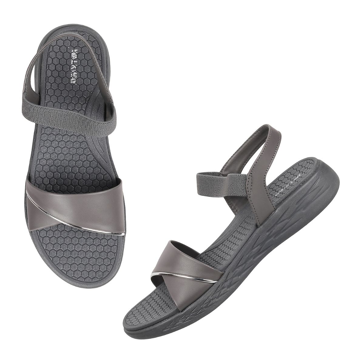 Buy Walkway Grey Solid/plain Sandals Online