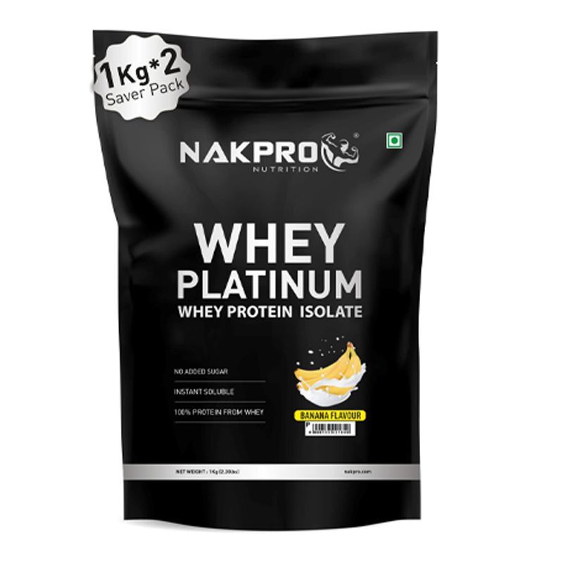 NAKPRO Platinum Whey Protein Isolate Supplement Powder - Banana Flavour ...