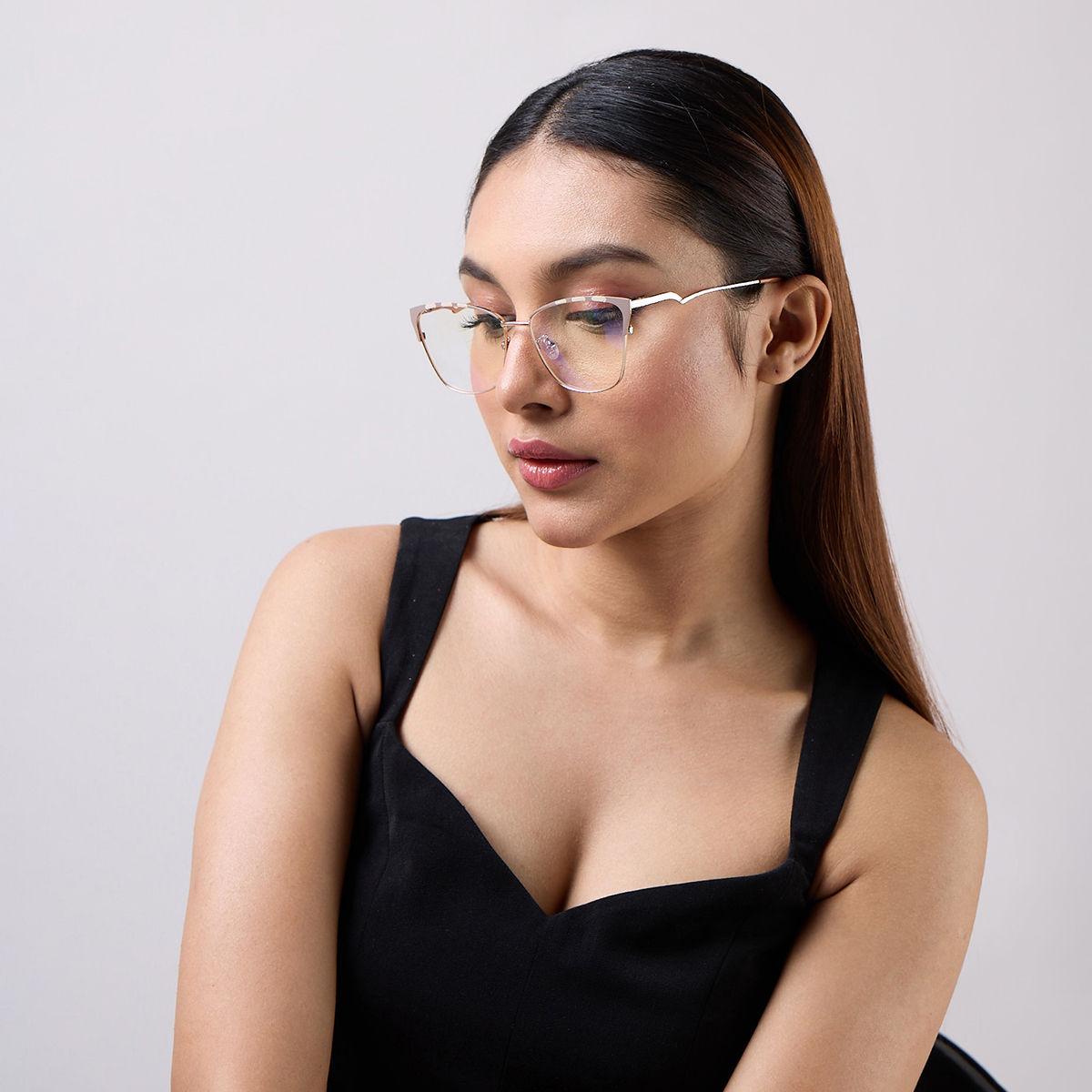 Buy Twenty Dresses By Nykaa Fashion Gold And Grey Cat Eye Clear Glasses Online