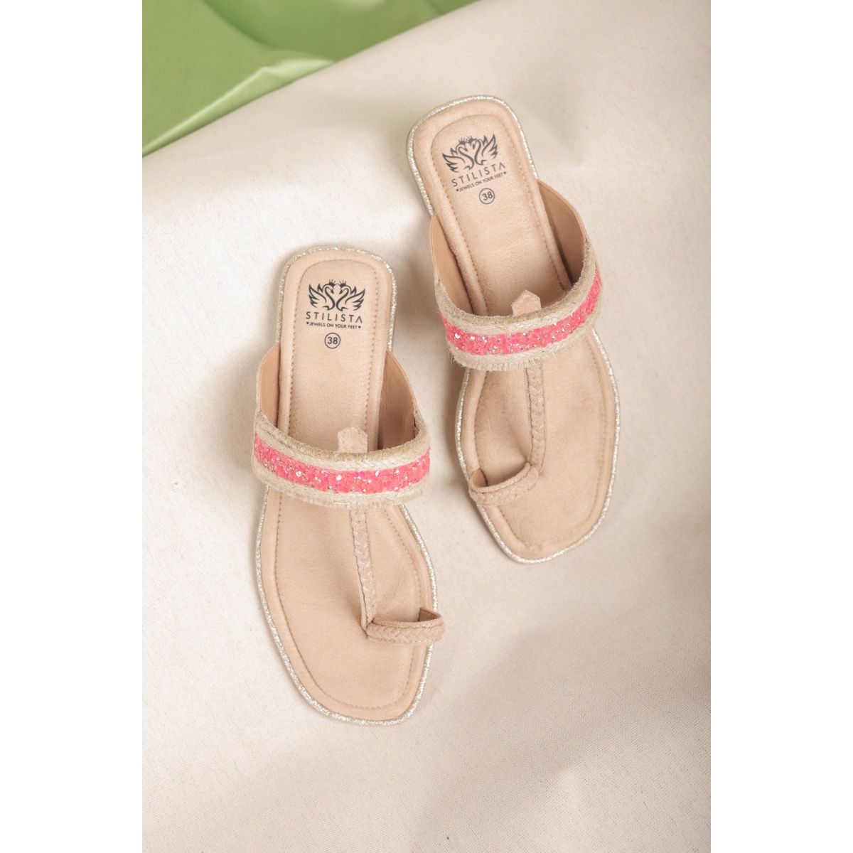 Buy Stilista Red Kolhapuri Suede Flats Online