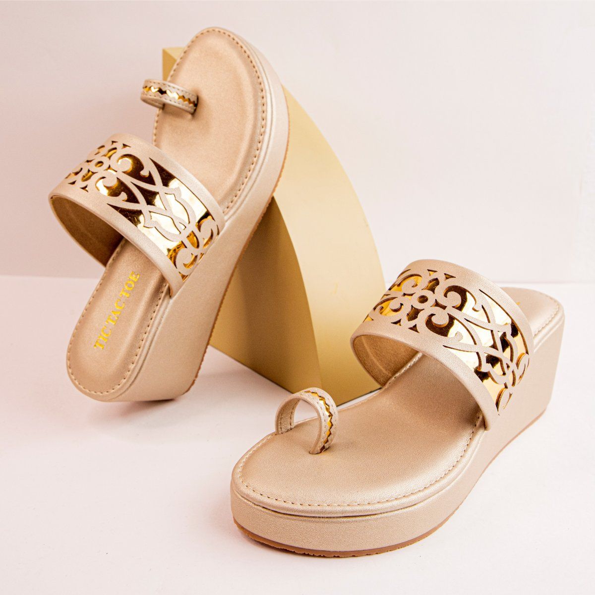 Buy Tic Tac Toe Gold Laser Cut Angootha Wedge Online