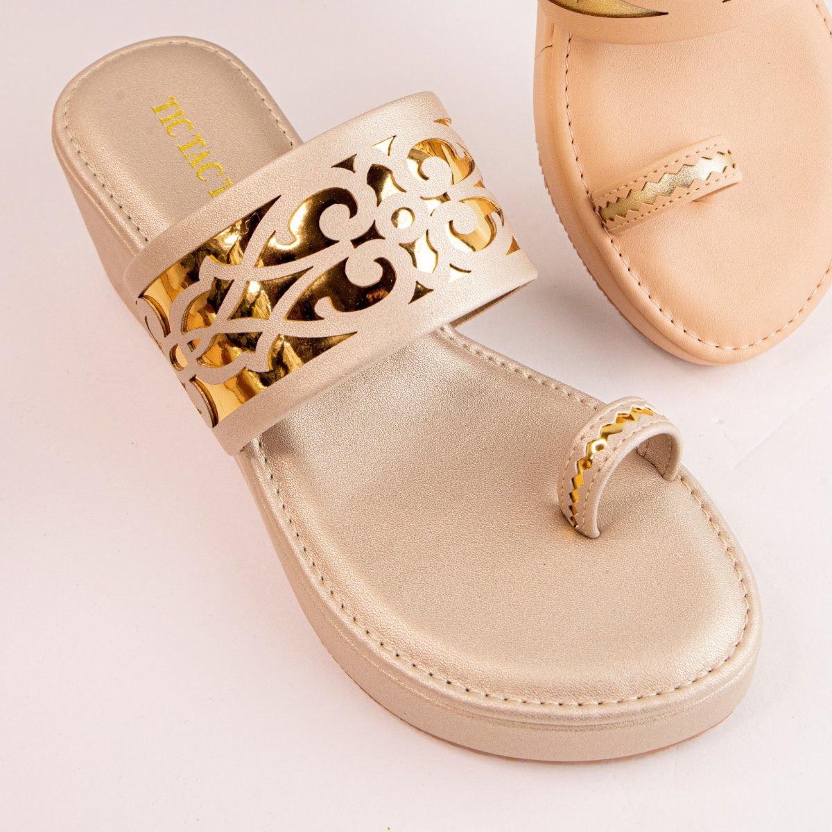 Buy Tic Tac Toe Gold Laser Cut Angootha Wedge Online