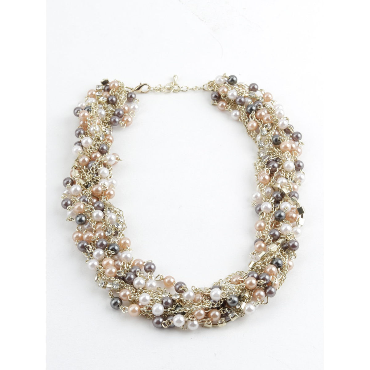 Buy Odette Gold Tone Multicolour Pearl Bunch Necklace Online