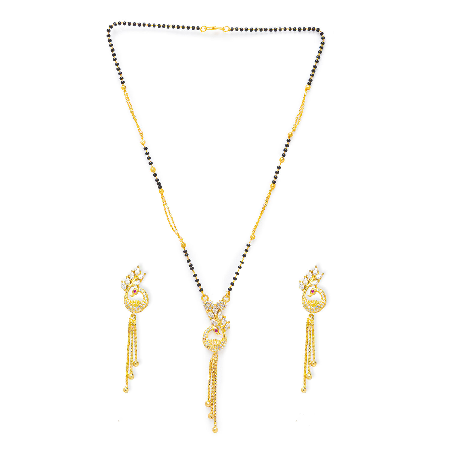 Digital Dress Room Short Mangalsutra Set With Diamond Earrings Pikok ...