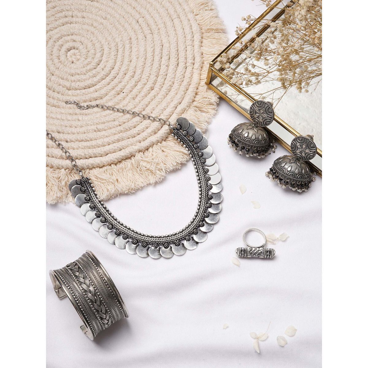 Buy Teejh Saruchi Silver Oxidised Jewelry Set Online