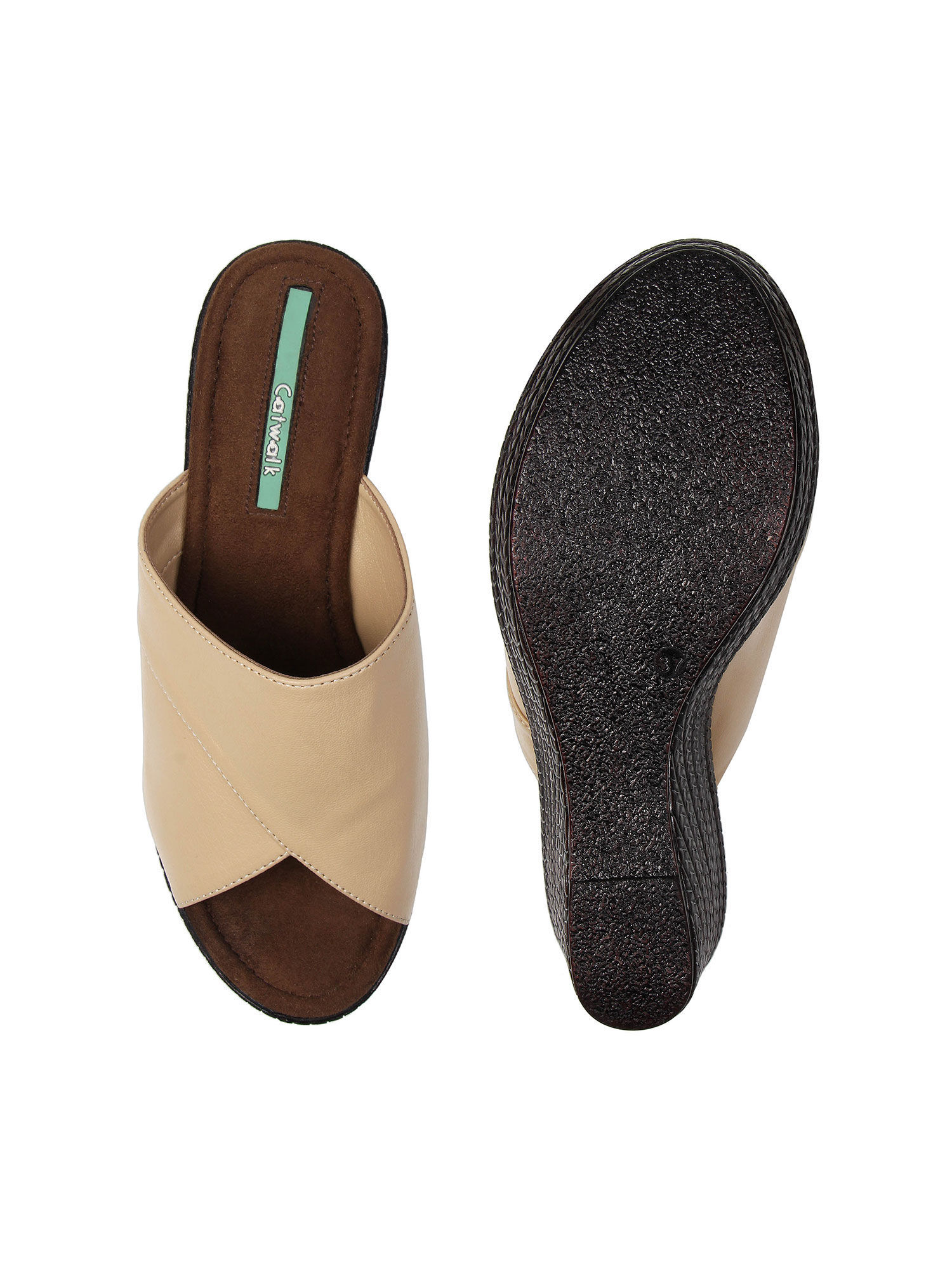 Buy CATWALK Beige Solid Wedges Online