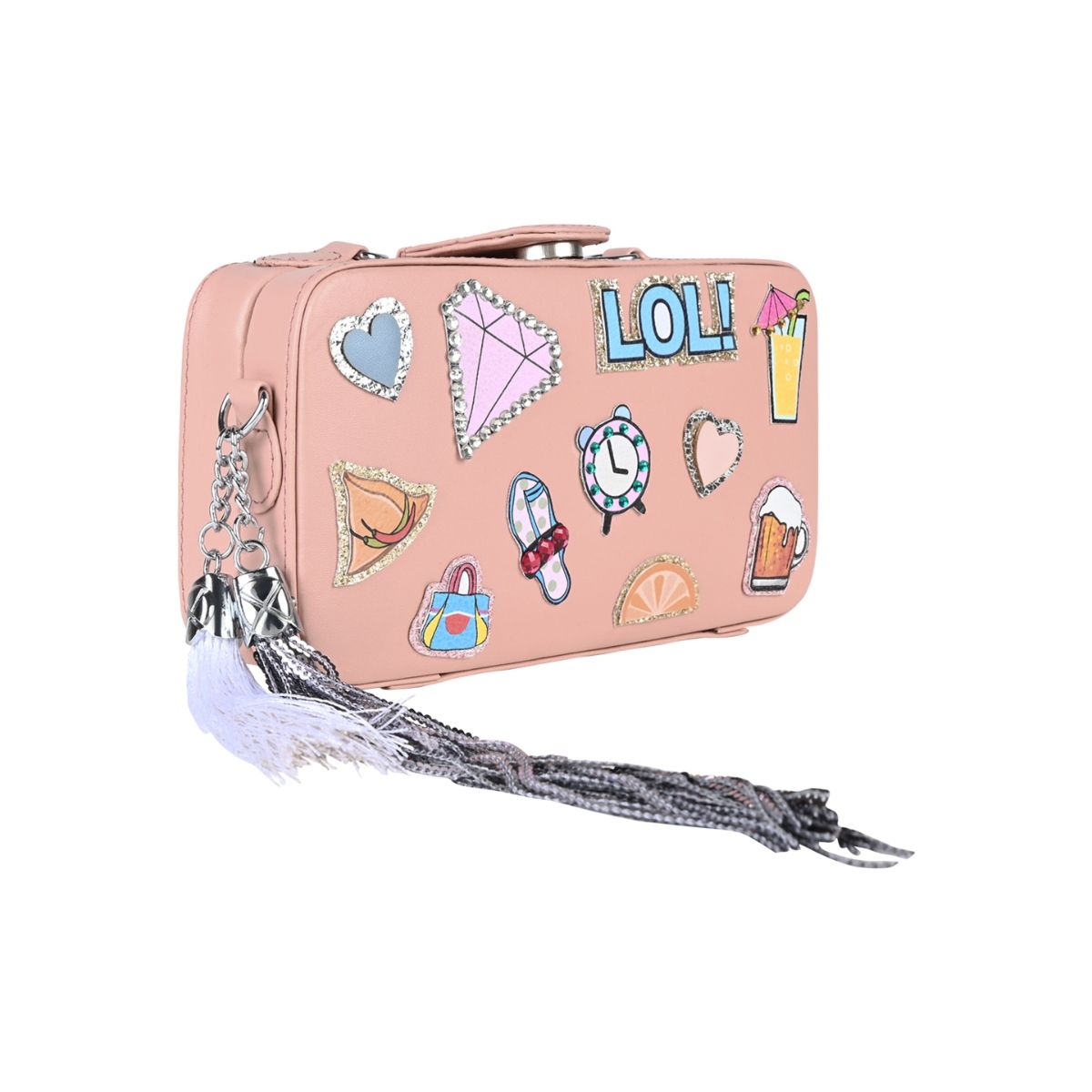 Buy Vdesi Pink Pop Badges Box Sling Bag (S) Online