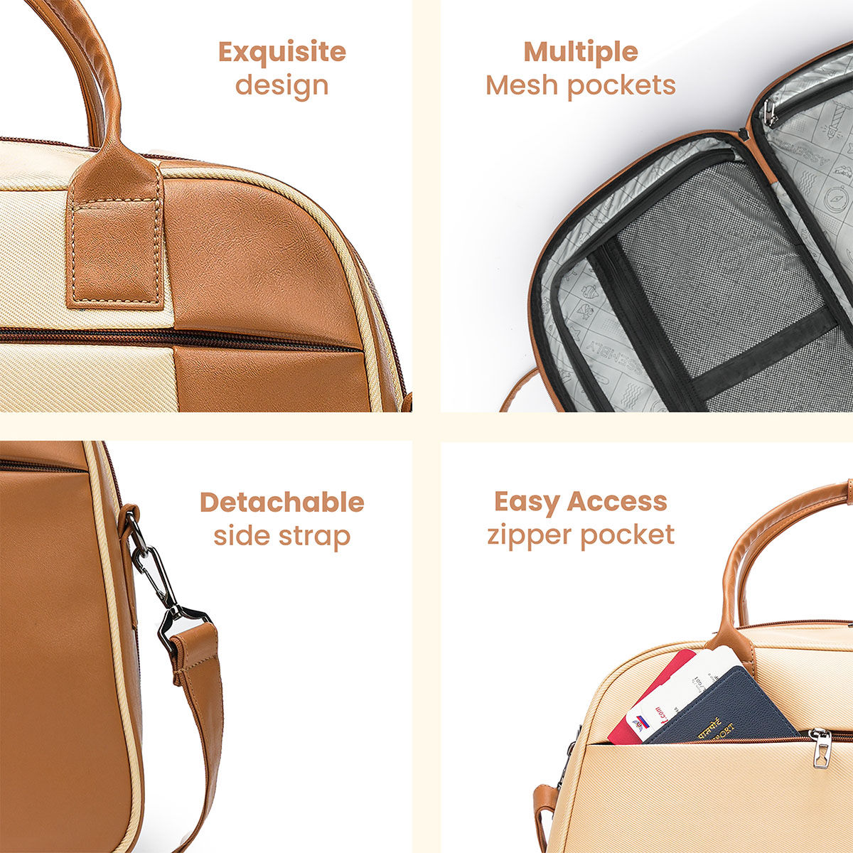 Buy Assembly Duffel Bag with Organiser Compartments- Beige (L) Online