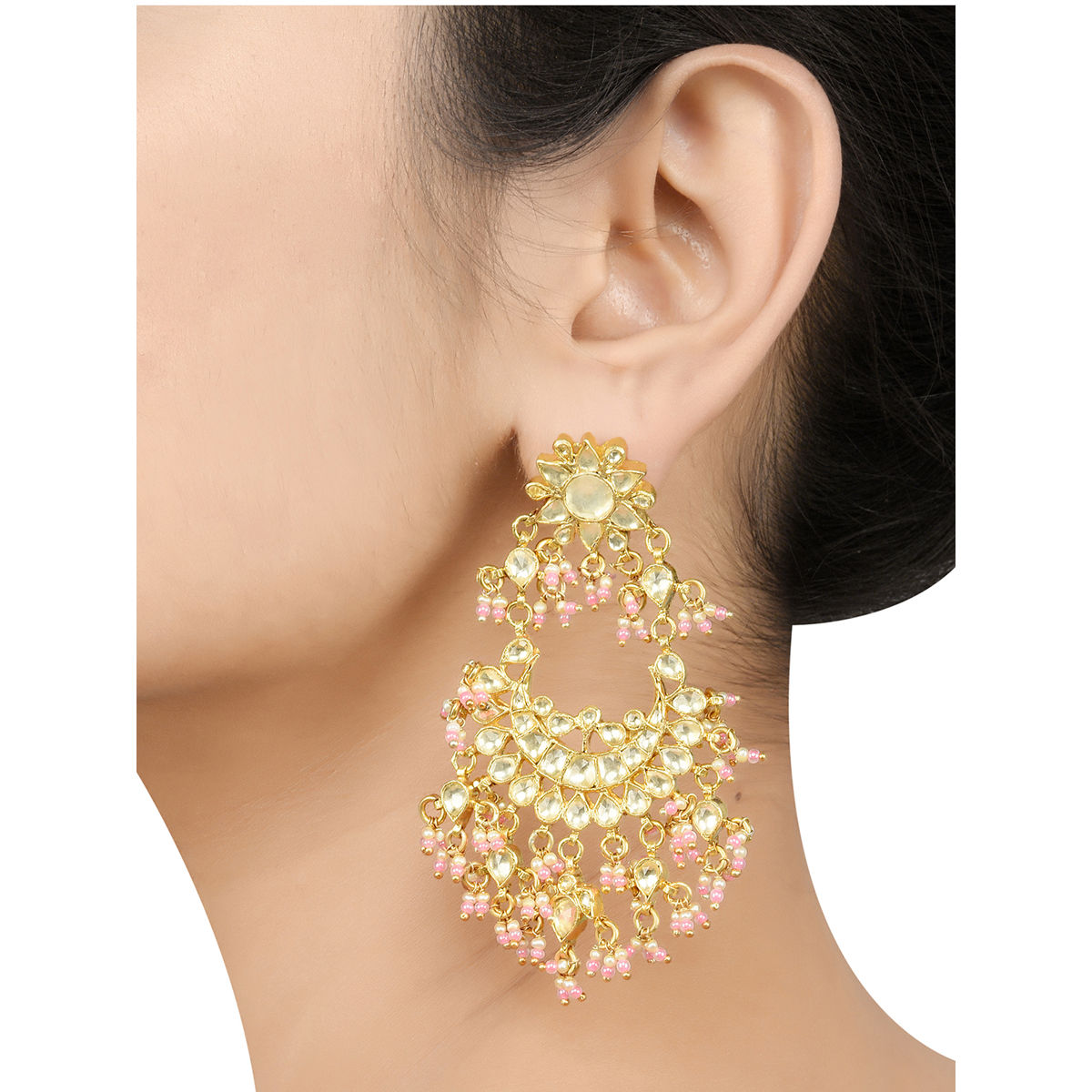 Buy Tribe Amrapali Silver Gold Plated Apsara Floral Moon Pink White ...