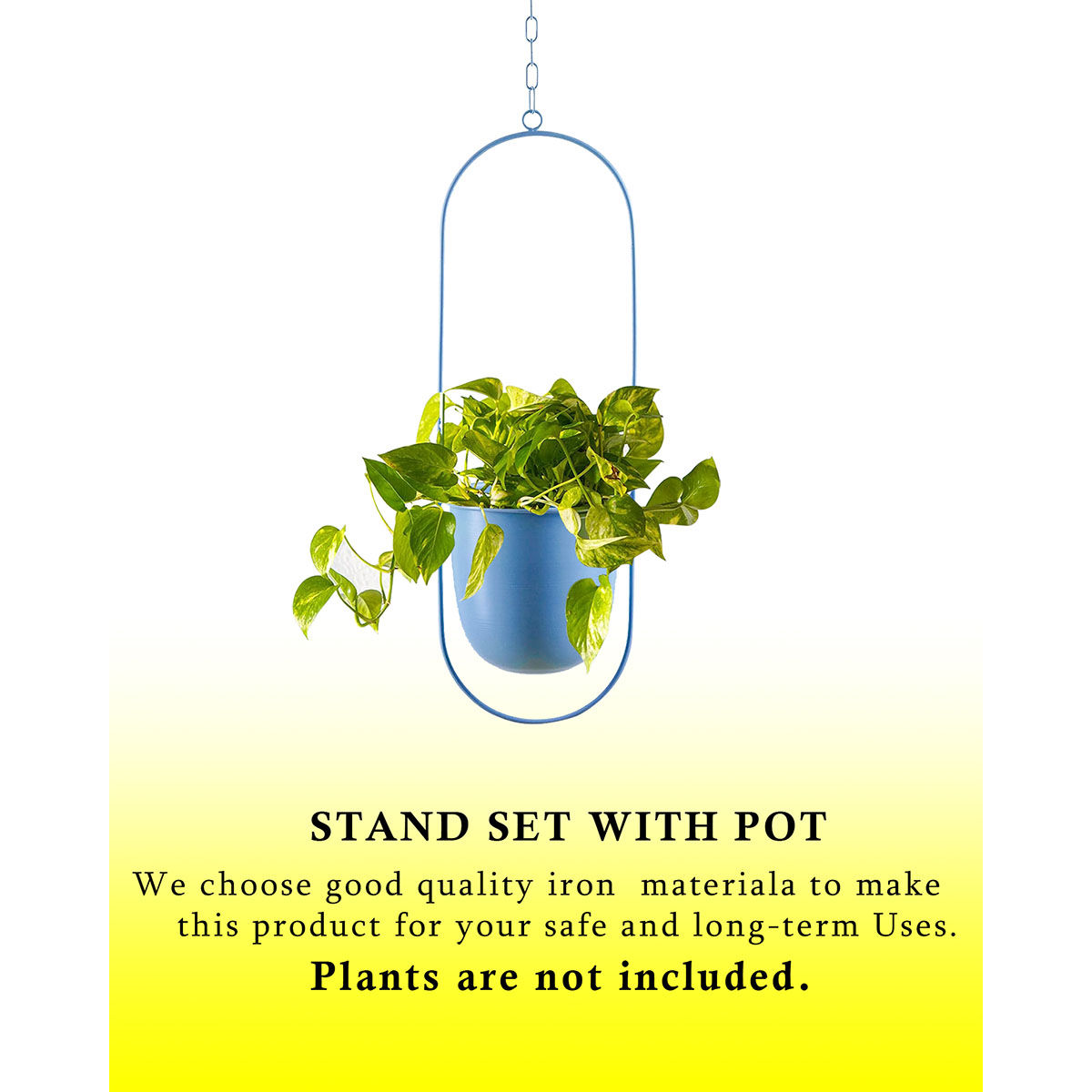 Buy Homesake Mint Blue Oval Hanging Metal Pot Stand Online