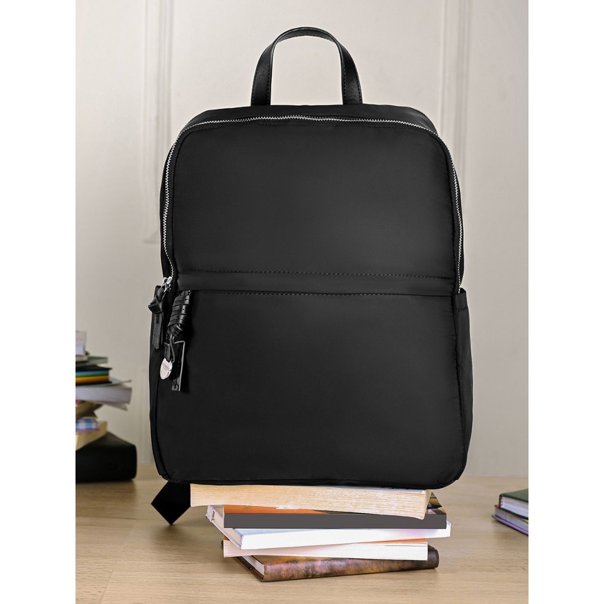 Accessorize London Womens Black Plain Nylon Rucksack Backpack: Buy ...