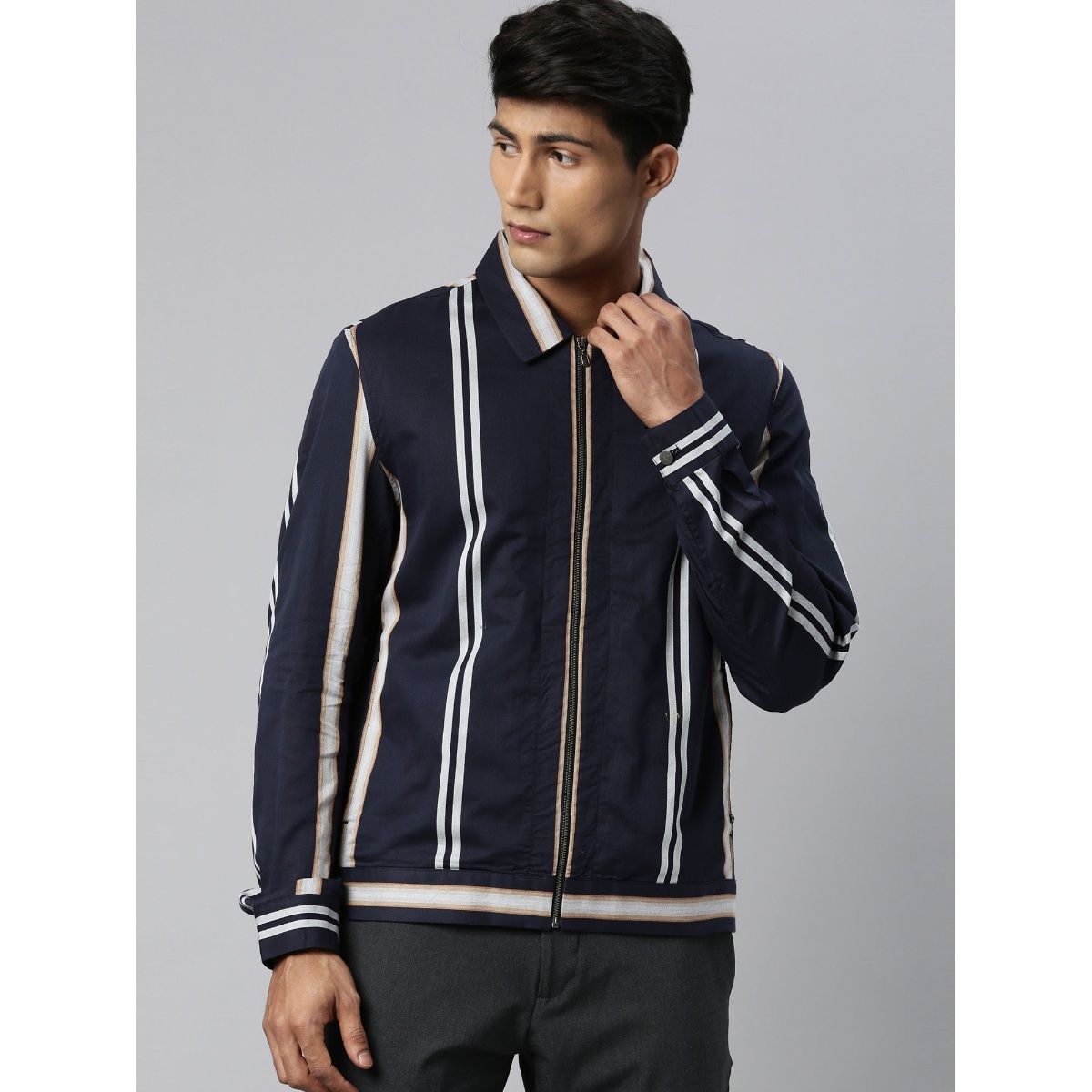 Buy RARE RABBIT Navy Blue Solid Jacket Online