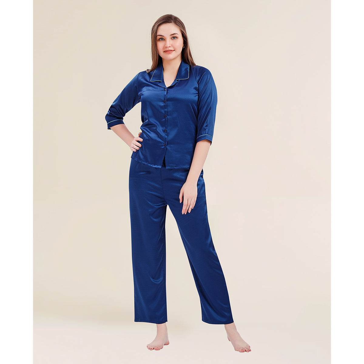 Buy Velure Magnificent Satin Night Suit (Set of 3) Online