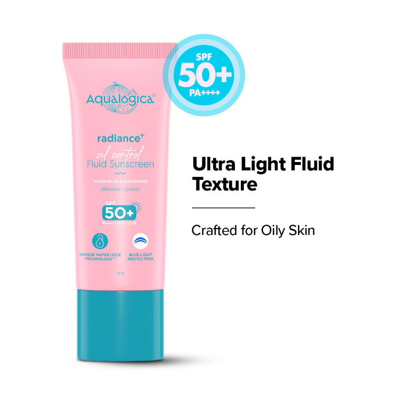 Buy Aqualogica Radiance Fluid Sunscreen SPF50+ PA++++ with Niacinamide ...