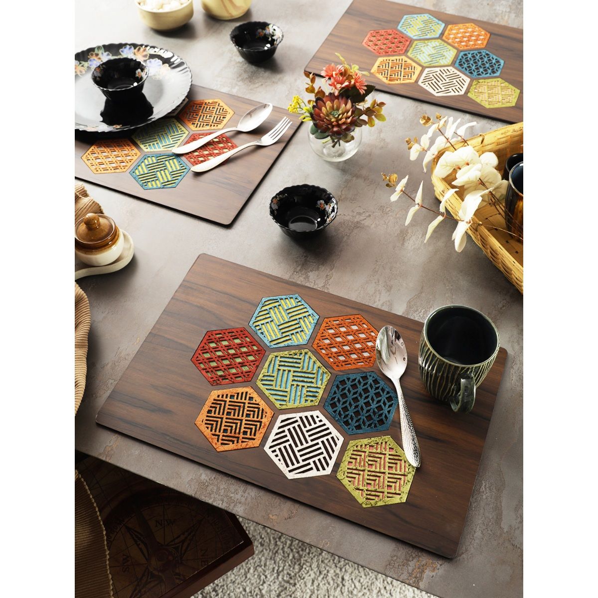 Buy Eyda Set of 6 Wooden-MDF Table Mats Online