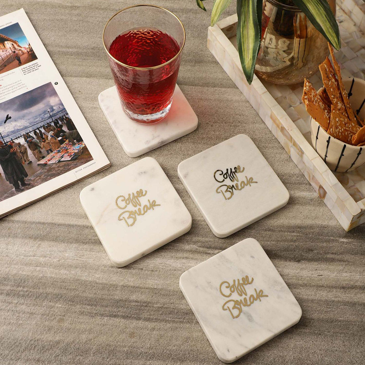 The Decor Mart White Rectangular Coaster - Set of 4: Buy The Decor Mart ...