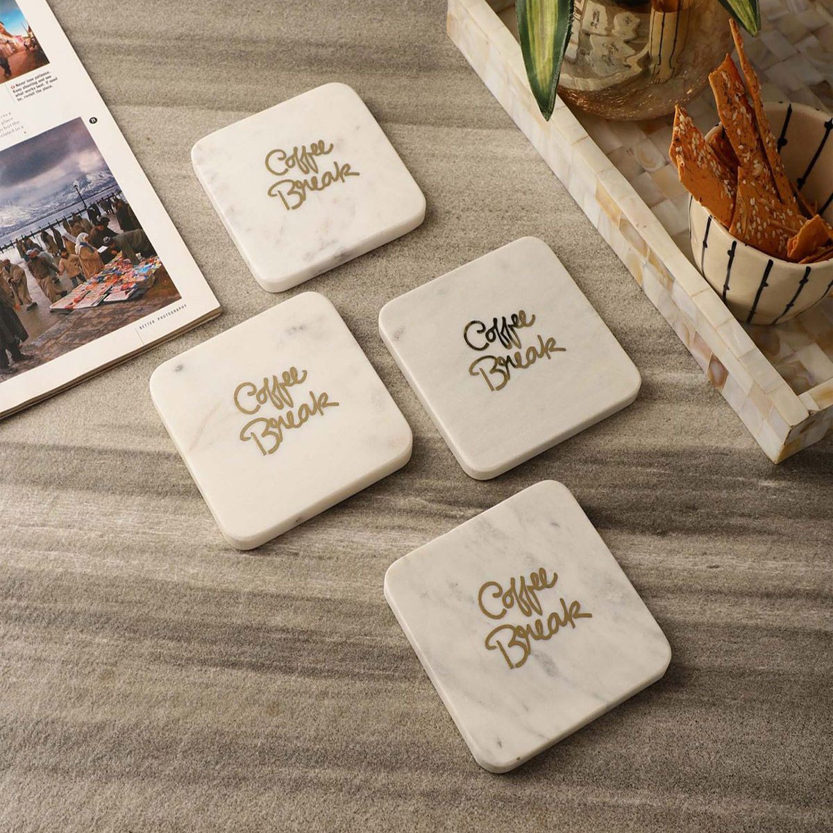 The Decor Mart White Rectangular Coaster - Set of 4: Buy The Decor Mart ...