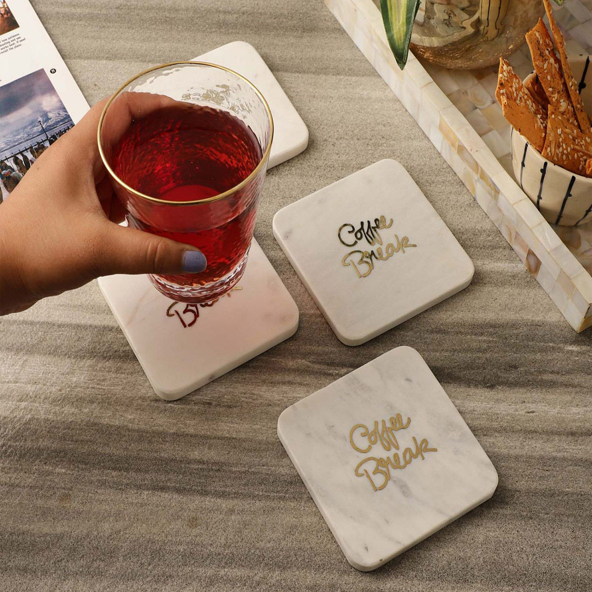 The Decor Mart White Rectangular Coaster - Set of 4: Buy The Decor Mart ...