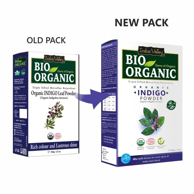 Indus Valley Bio Organic Indigo Powder, 100% Organic Natural Hair ...