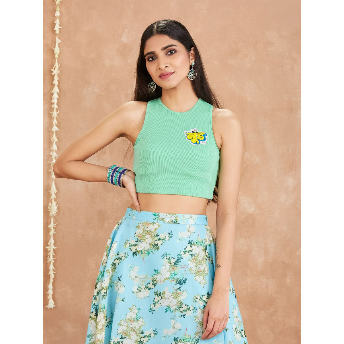 Buy Gajra Gang Pataka Kudi Mint Green Slogan Badge Tank Top GGTOP07 Online