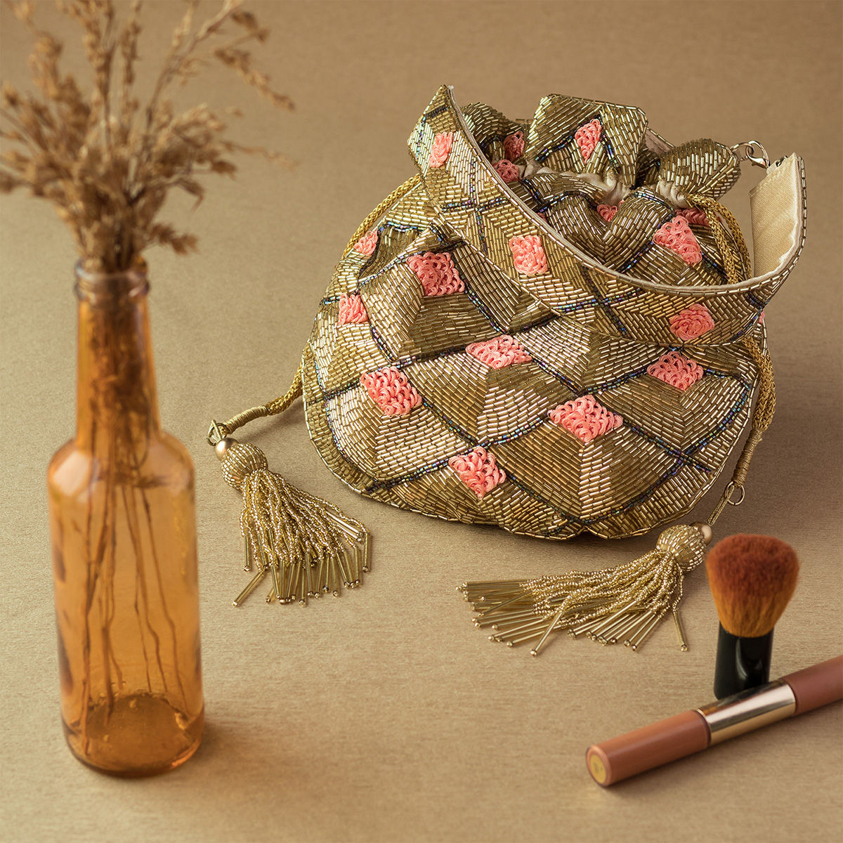 Buy Angeline Golden Love Potli Bag Online