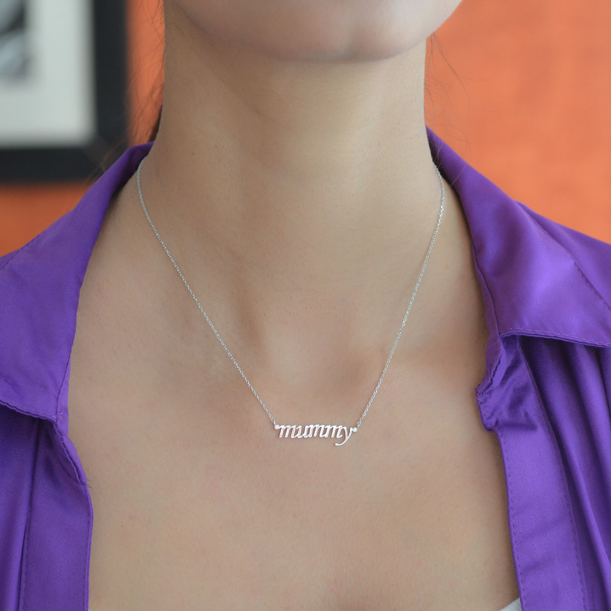 925 Sterling Silver American Diamond Mummy Pendant Necklace with Chain ...