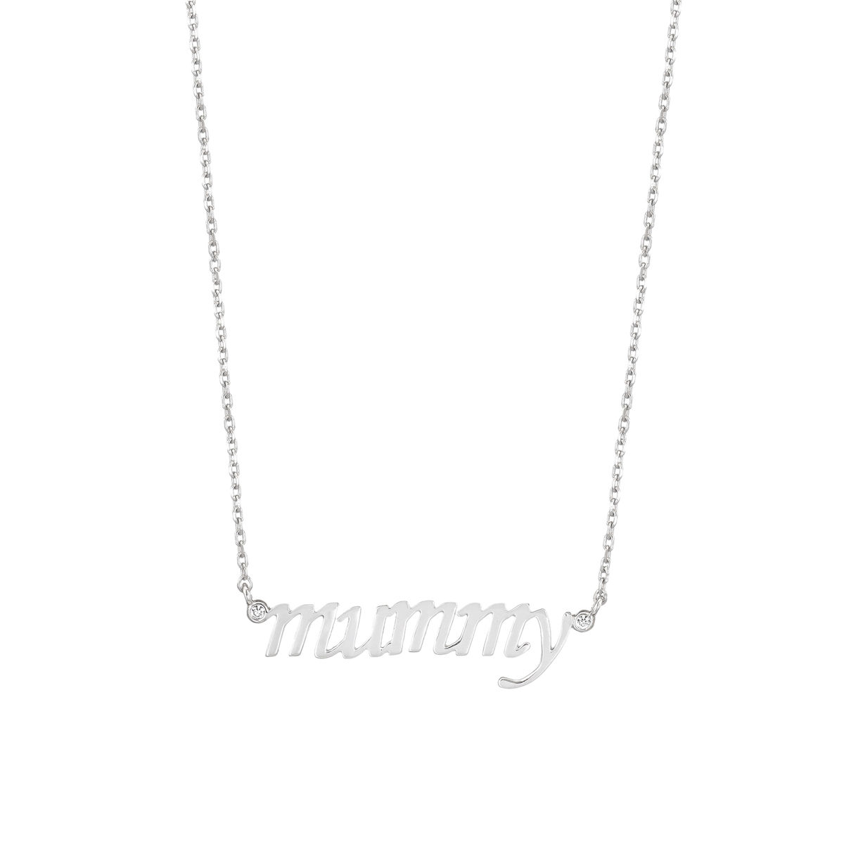 925 Sterling Silver American Diamond Mummy Pendant Necklace with Chain ...