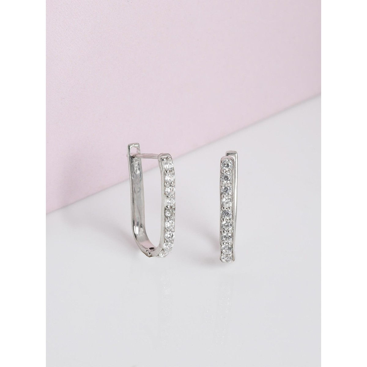 Buy Giva Sterling Silver Shimmer Cylinder Hoops For Women(One Size) Online