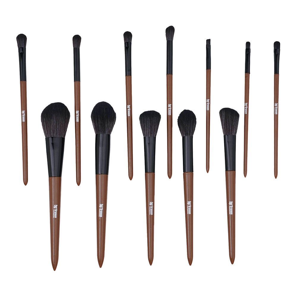 Buy Bronson Professional Premium Makeup Brush Set For Face & Eye Travel Friendly Brown Handle Online