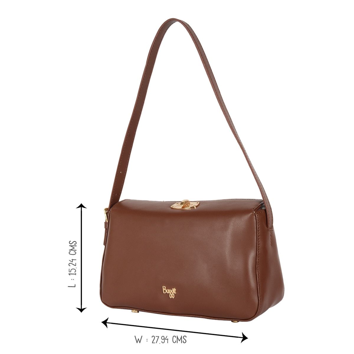 Buy Baggit Felcor Brown Small Baguette Handbag Online