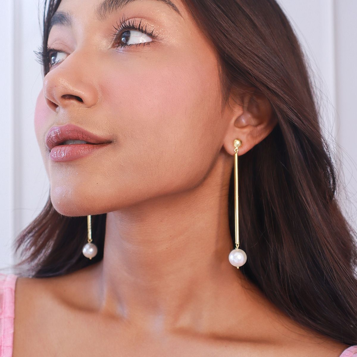 Buy Festive Gold & Ivory Long Dangler Earrings with Pearls Online