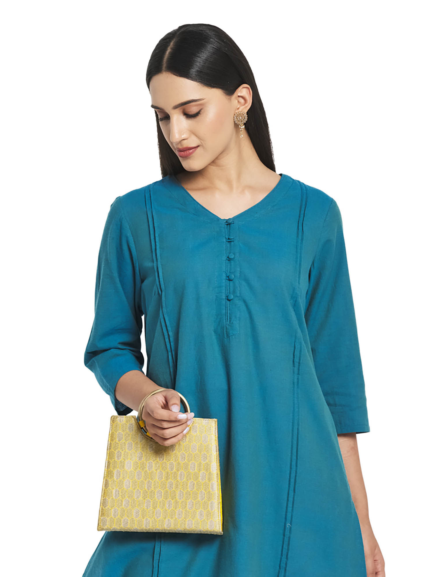 Buy Fabindia Fabric Clutch Bag Gold Online