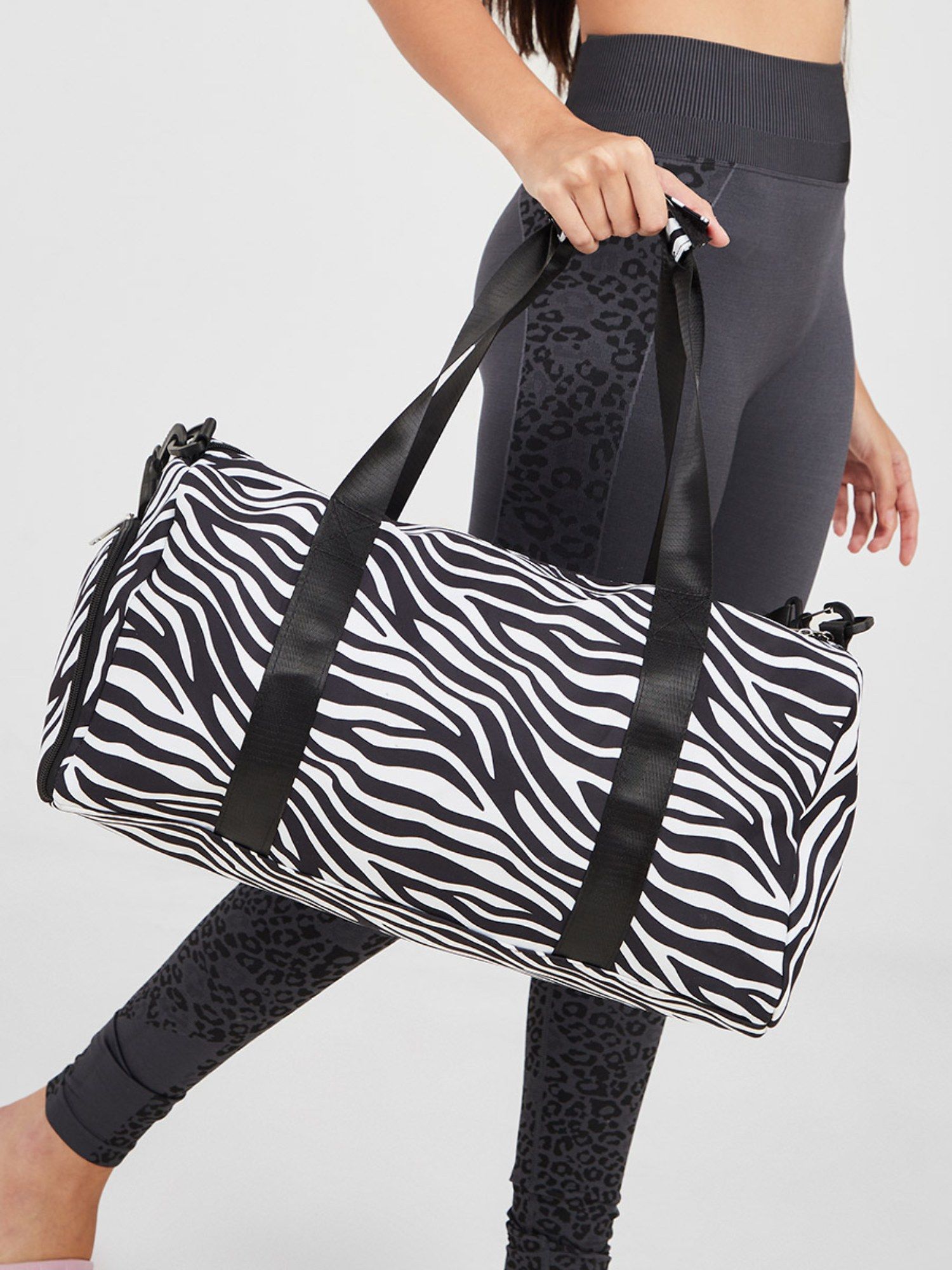 Buy Styli Zebra Print Sports Bag with Detachable Strap (Set of 2) Online