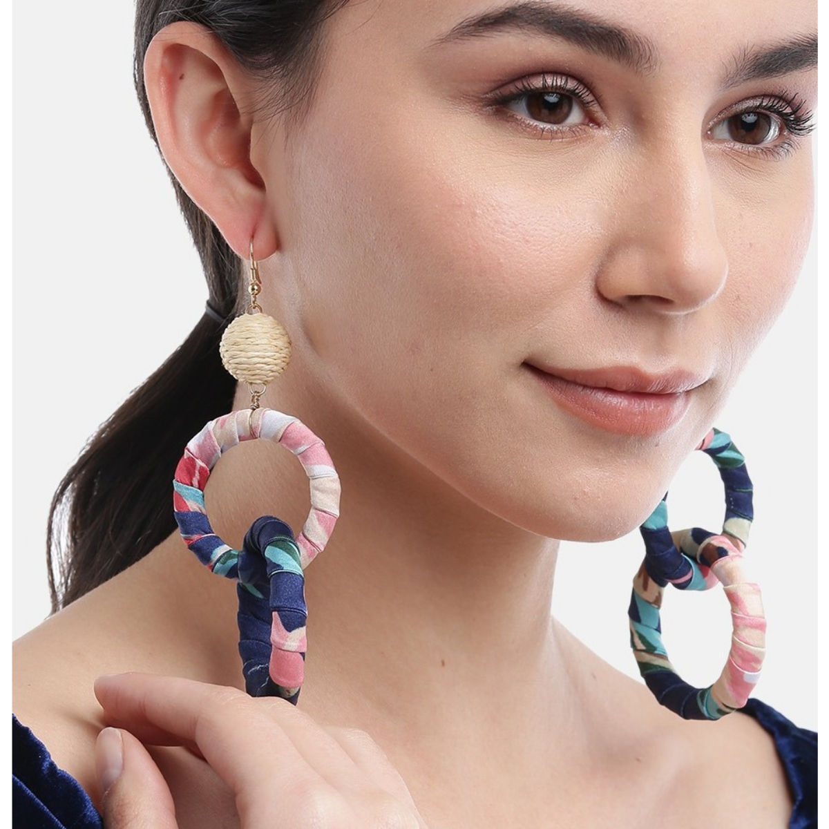 Buy Blueberry Multi Interlock Circular Drop Earring Online