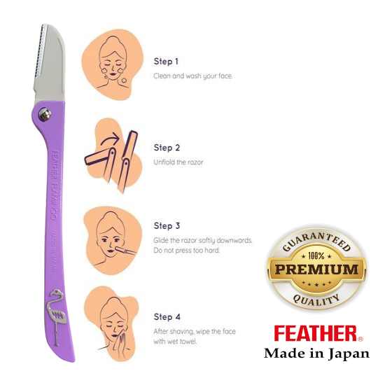 Buy Feather Flamingo Eyebrow Shaping Razor With Safety Guard + Free ...