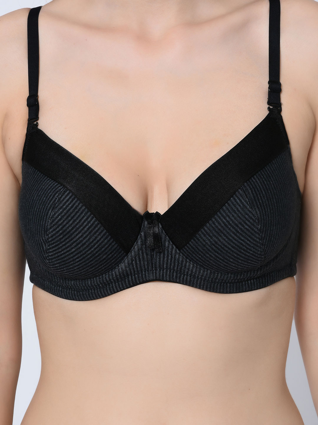 Da Intimo Black Solid Lightly Padded Everyday Bra (36B): Buy Da Intimo Black Solid Lightly ...