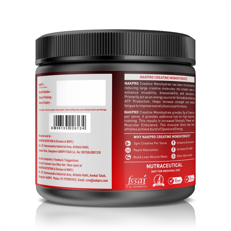 Buy NAKPRO Creatine Monohydrate Jar for Increase Strength & Endurance ...