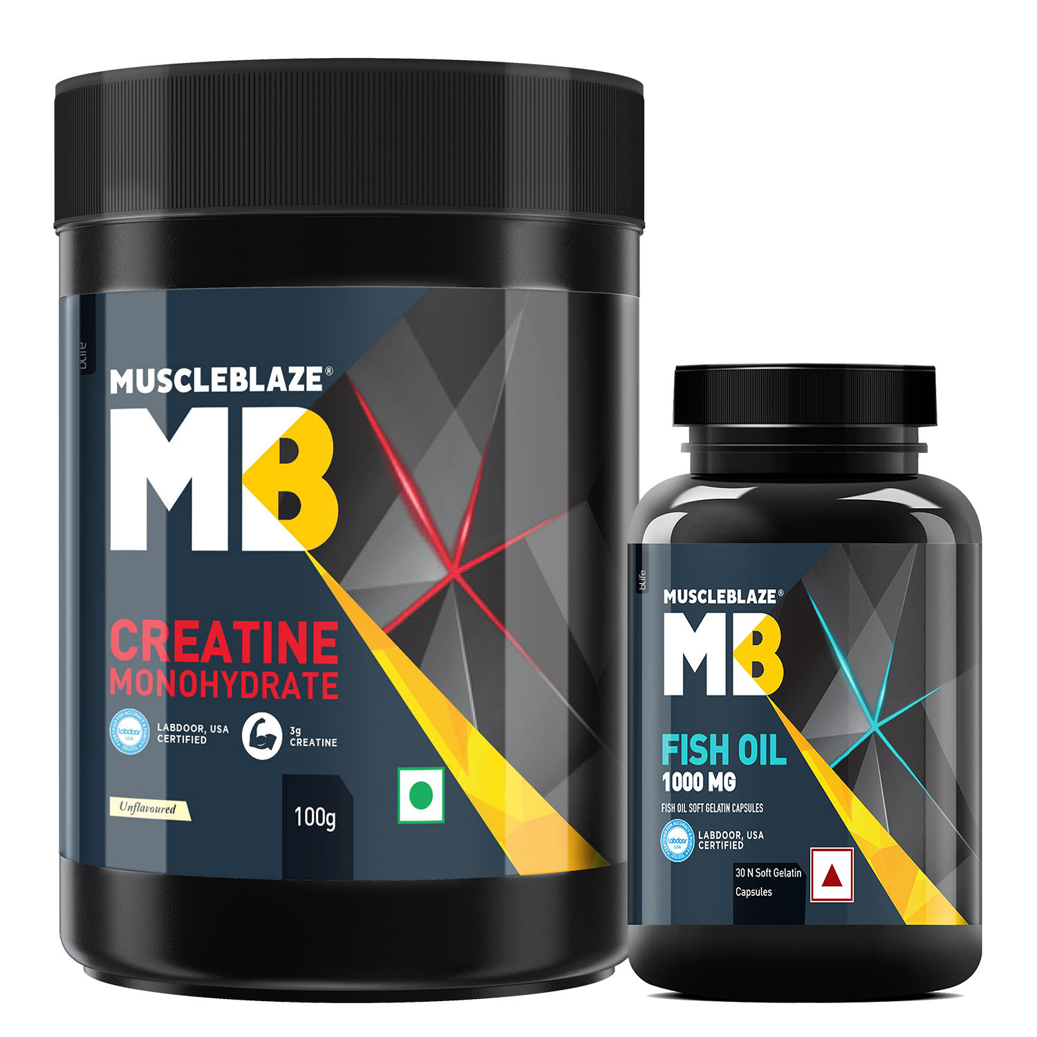 MuscleBlaze Creatine Monohydrate (Unflavoured) With Omega 3 Fish Oil ...