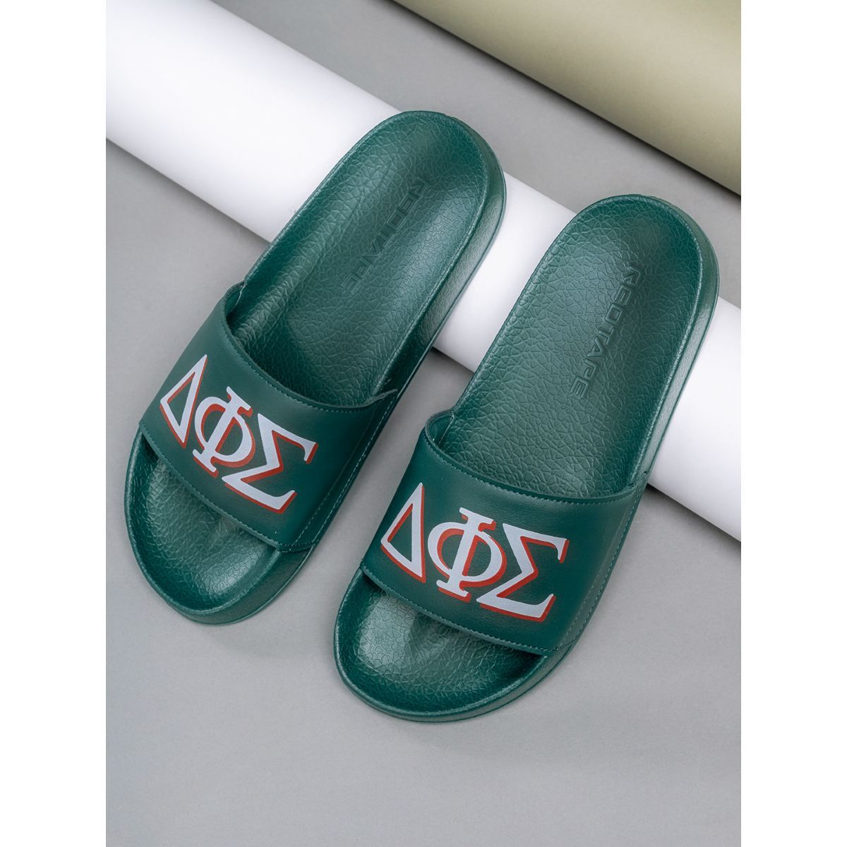 Buy Red Tape Men Printed Dark Green Sliders Online