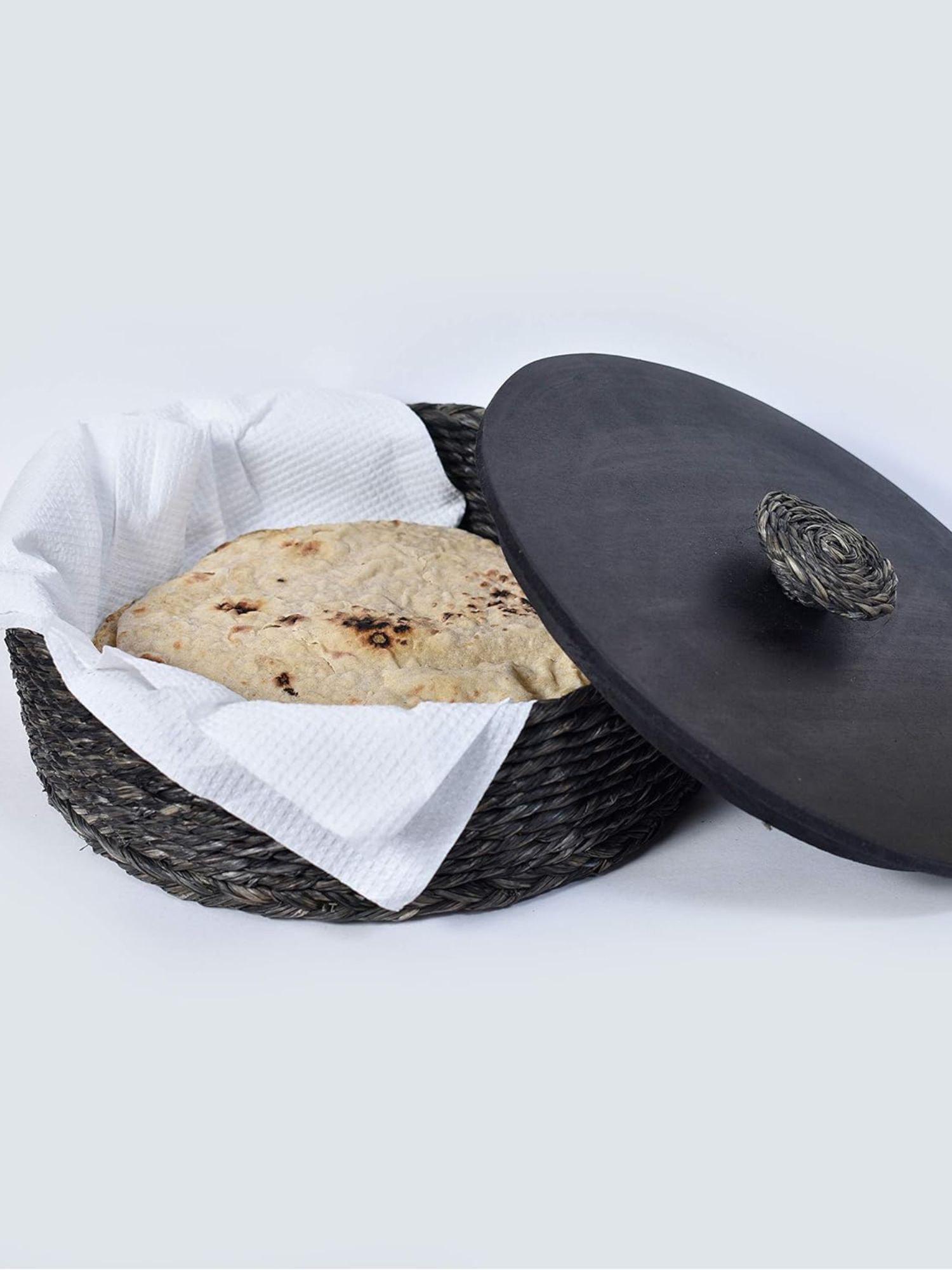 Buy KADAM HAAT Handmade Sabai Grass Roti Box Black Online