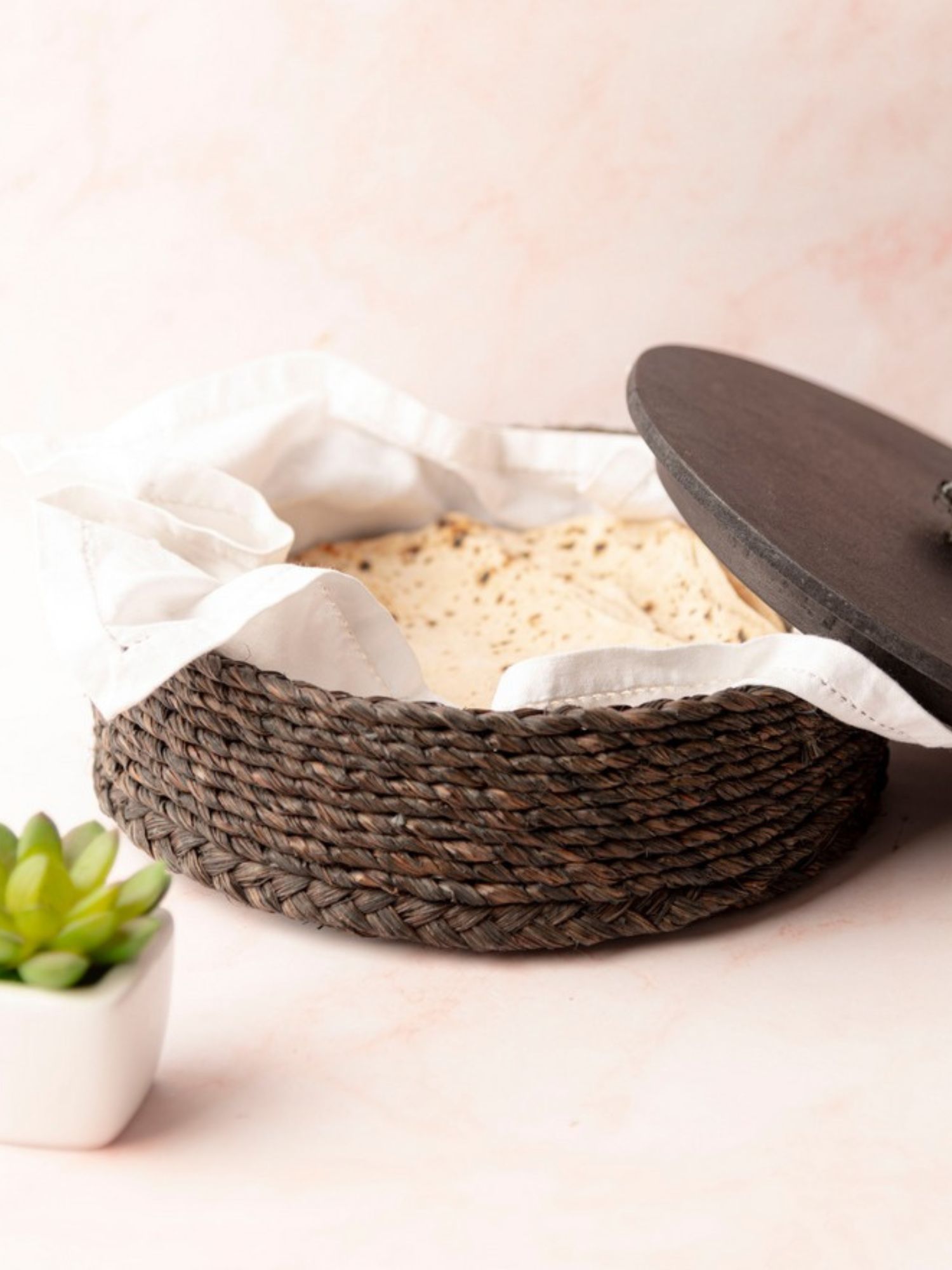 Buy KADAM HAAT Handmade Sabai Grass Roti Box Black Online