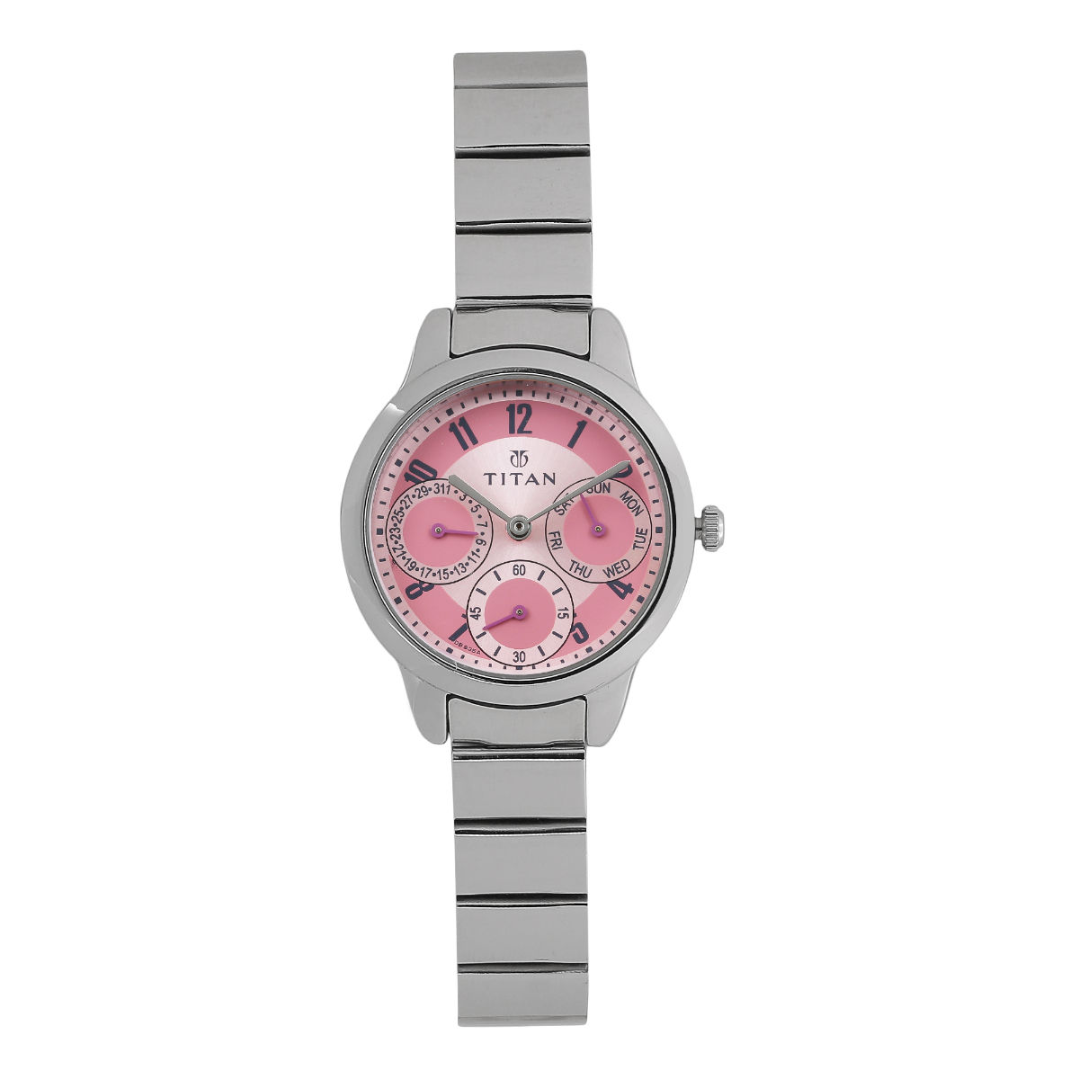 Buy Titan Pink Dial Silver Stainless Steel Strap Watch Online