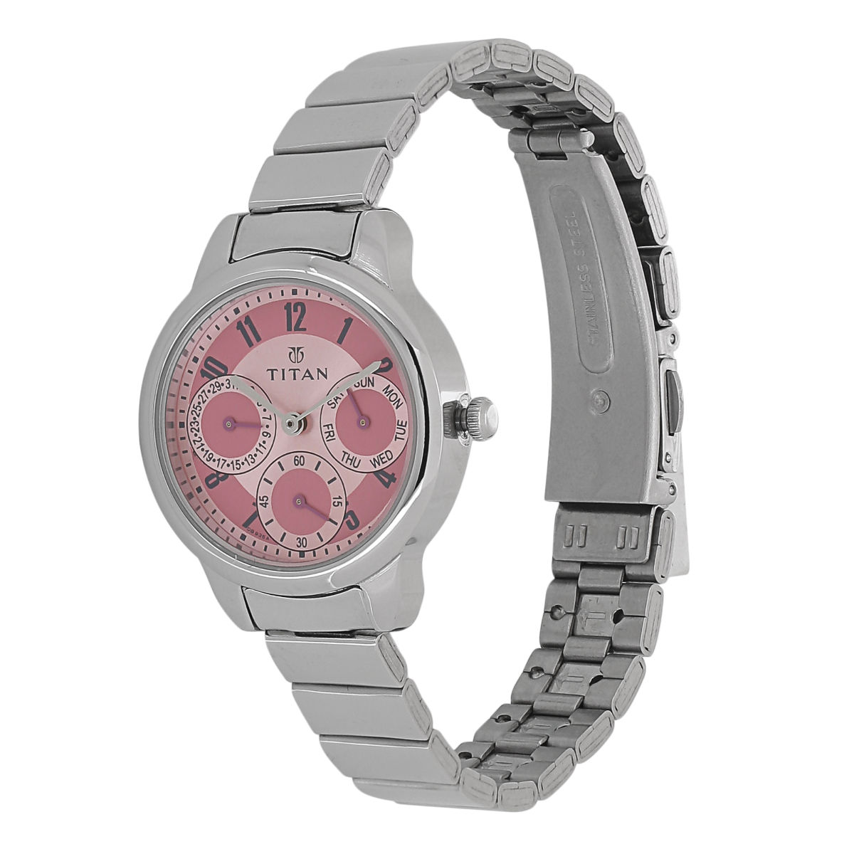 Buy Titan Pink Dial Silver Stainless Steel Strap Watch Online