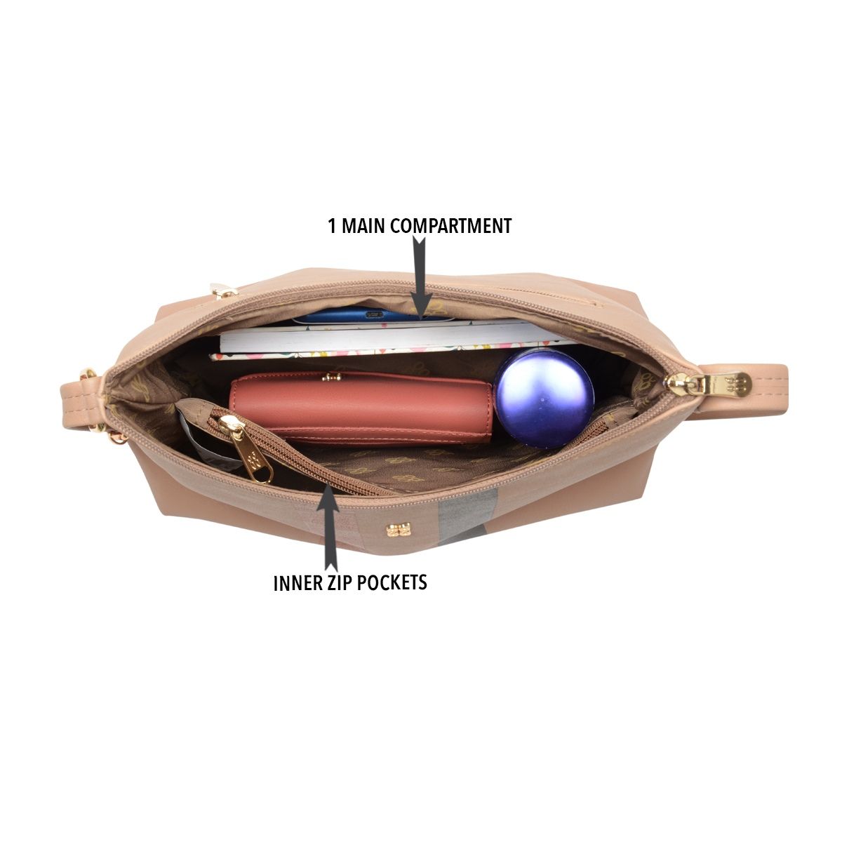 Buy Baggit Calcium Beige Small Sling Bag Online